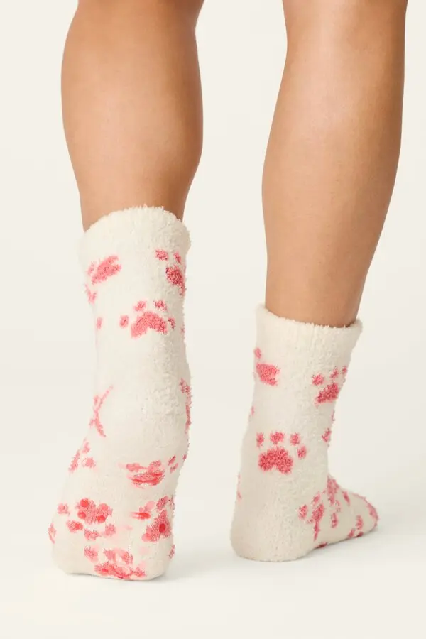 PJ Salvage Pink Paw Print Socks