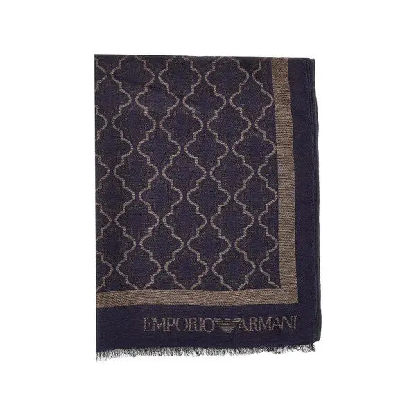 Emporio Armani Viscose And Modal Scarf With Jacquard Motif - Blue