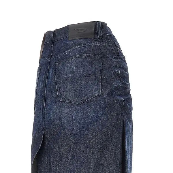 DIESEL® Creased Denim Midi Skirt