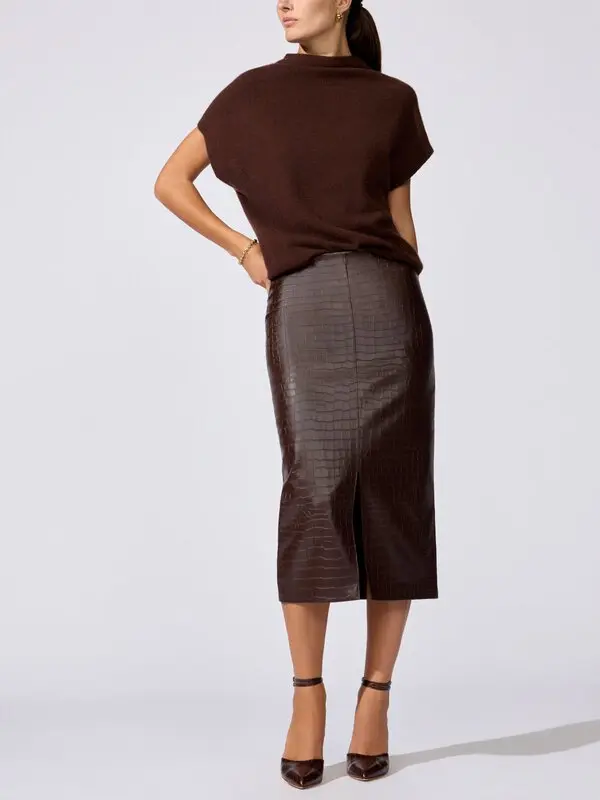 Brochu Walker The Morten Funnel Neck Cashmere Top - Java Mélange
