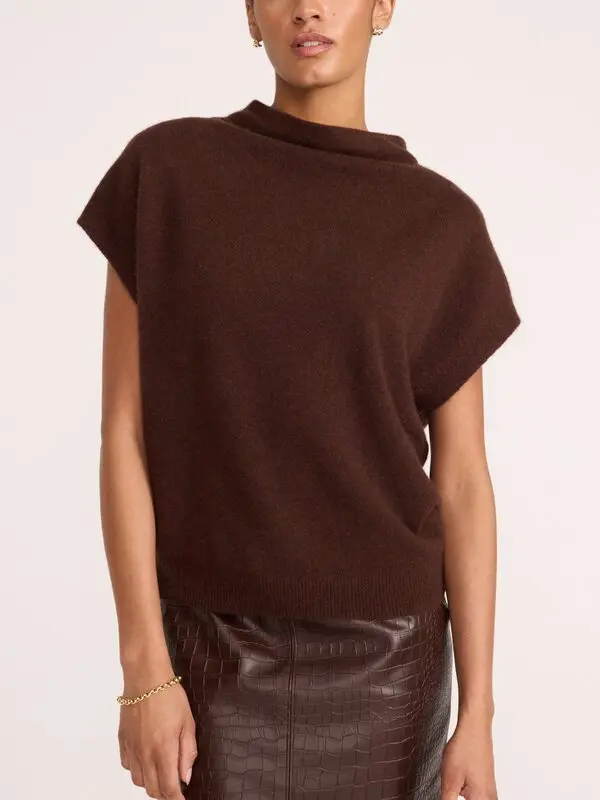 Brochu Walker The Morten Funnel Neck Cashmere Top - Java Mélange