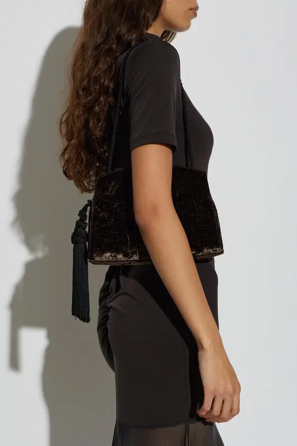 LIFFNER Velvet Bag With Fringes - Brown