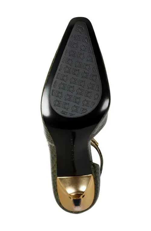 Donna Karan New York Samuel Snakeskin Embossed T-strap Pump - Olive