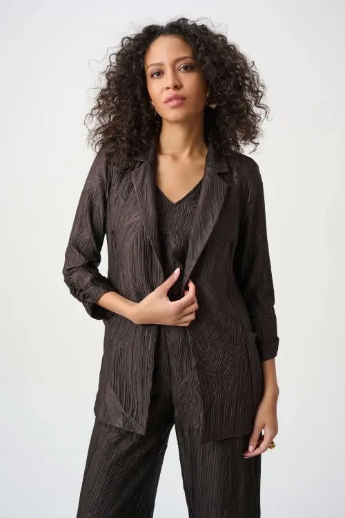 Joseph Ribkoff Pleated Satin Open Blazer