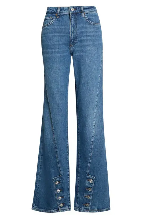 Paige Stevie Twisted Seam Button High Waist Bootcut Jeans