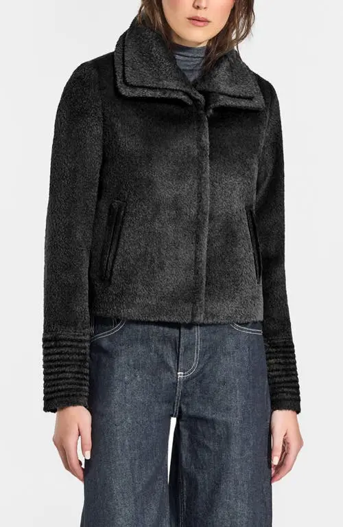 Sentaler Boucle Alpaca Blend Moto Jacket - Black