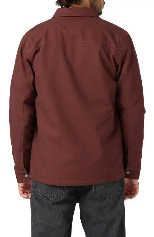 O'Neill Bronsen High Pile Fleece Lined Snap-up Canvas Jacket - Chocolate