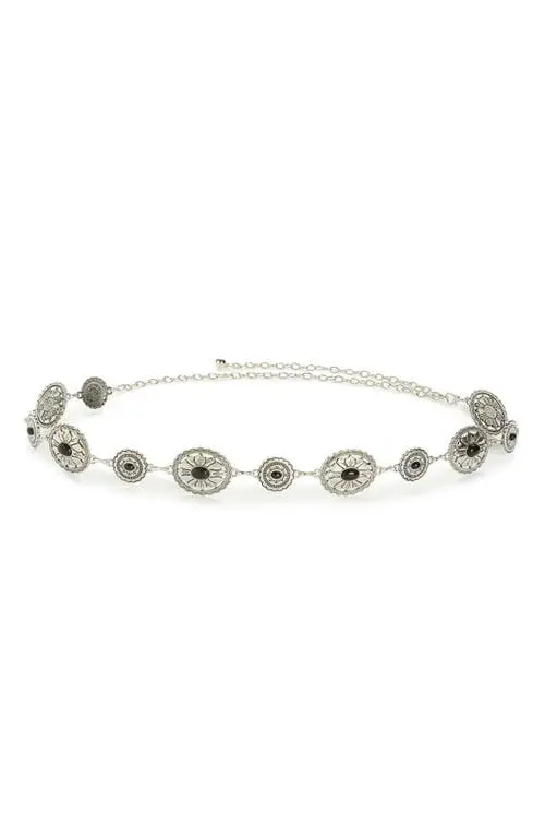 Bp. Metal Stone Belt - Silver- Black