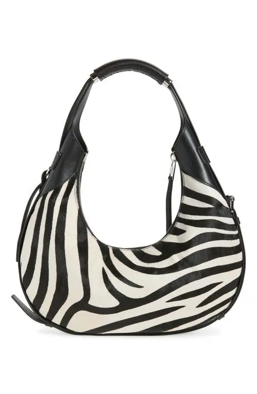 Moschino Handle Me Zebra Print Geniune Calf Hair Hobo Bag