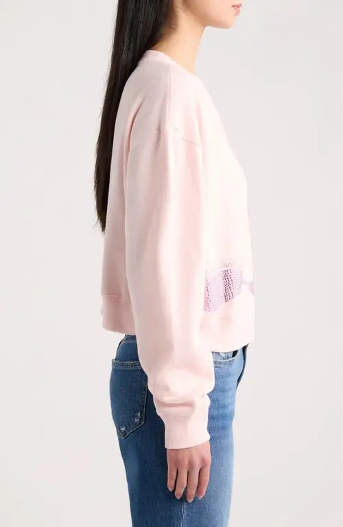LoveShackFancy Rylan Rhinestone Bow Sweatshirt - Primrose Pink