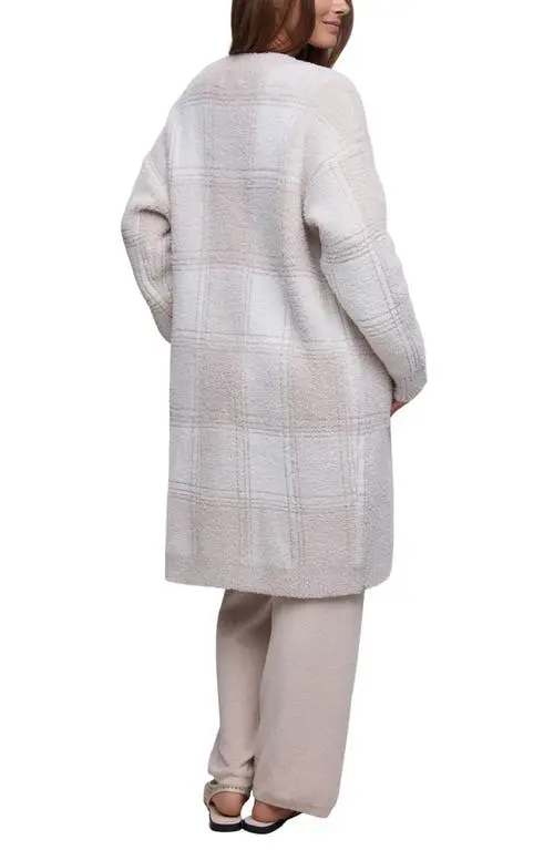 Barefoot Dreams Cozychic® Buffalo Plaid Long Cardigan - Stone Multi