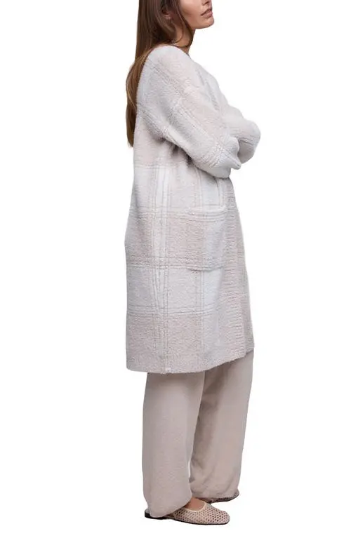 Barefoot Dreams Cozychic® Buffalo Plaid Long Cardigan - Stone Multi