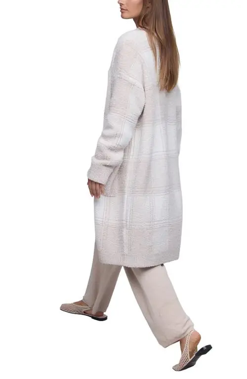 Barefoot Dreams Cozychic® Buffalo Plaid Long Cardigan - Stone Multi