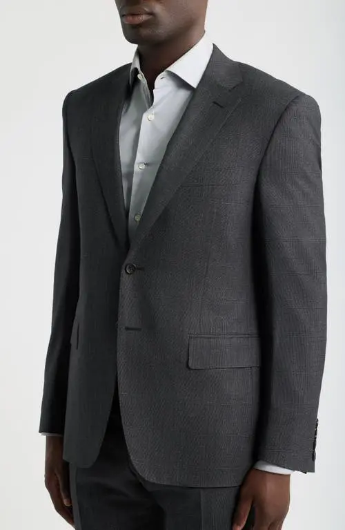 Canali Siena Regular Fit Shadow Plaid Wool Suit