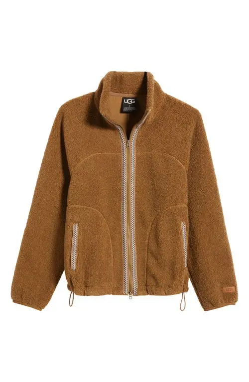 UGG Uggbraid Full Zip Fleece Jacket - Coffee Grounds