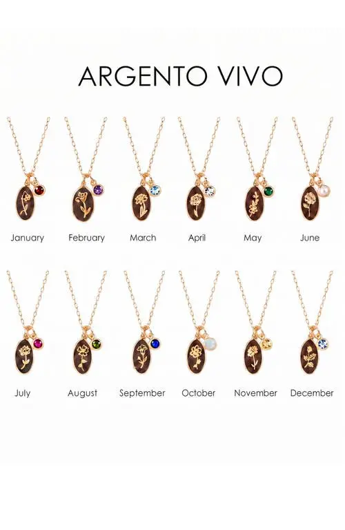 Argento Vivo Birthstone Charm Necklace - Gold/mar