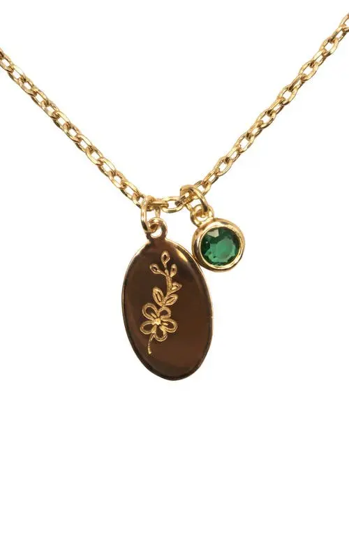 Argento Vivo Birthstone Charm Necklace - Gold/may