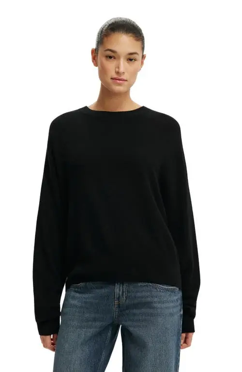 COTTON ON Cashmere Blend Crew Knit - Black