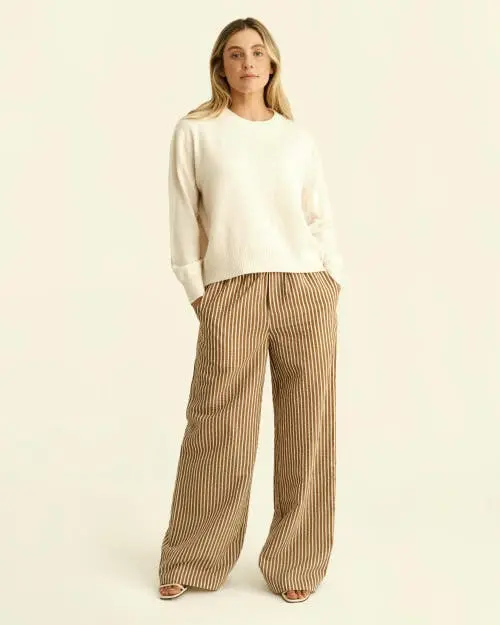 CARTOLINA Caden Scallop Trim Cashmere Sweater - Ivory