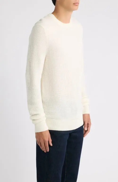 BOSS Ludino Waffle Wool Blend Crewneck Sweater - Soft Crme