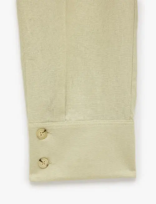 Koton Linen Blend Pleated Tailored Pants With Cuffed Hem