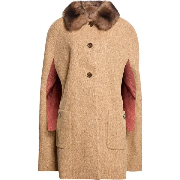 Valentino Garavani Textured Wool Blend Tweed Cape Coat