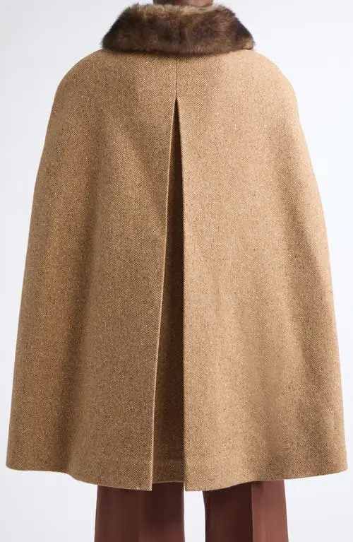 Valentino Garavani Textured Wool Blend Tweed Cape Coat