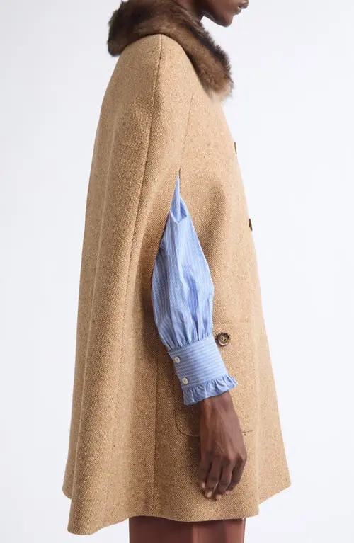 Valentino Garavani Textured Wool Blend Tweed Cape Coat