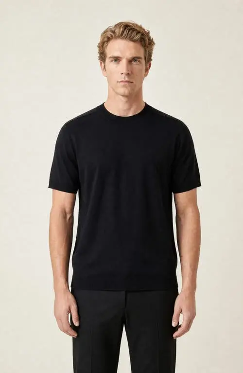 MODENAIRE Short Sleeve Knit Crewneck Sweater Tee