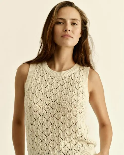 CARTOLINA Lou Pointelle Knit Shell Tank