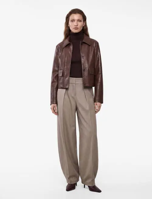 Koton High Rise Barrel Pants With Pleated - Anthracite