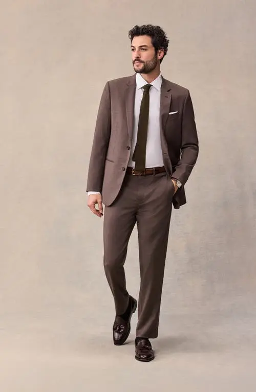 THE BLACK TUX Slim Suit Pants - Brown