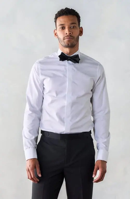 THE BLACK TUX Slim Cotton Fly-front Dress Shirt - White