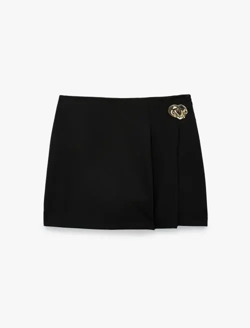Koton A Line Pleated Mini Skort With Clasp