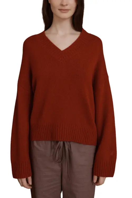 VIR VITA Filippa V-neck Cashmere Sweater - Cherry