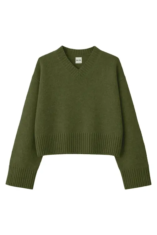 VIR VITA Filippa V-neck Cashmere Sweater - Moss