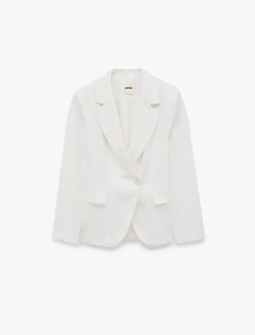Koton Linen Blend Tailored Notched Collar Blazer