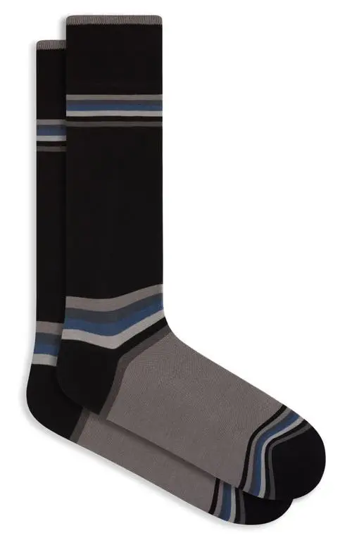 Bugatchi Stripe Block Cotton Blend Dress Socks
