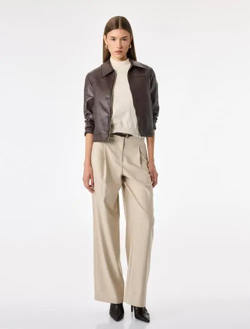 Koton Wide Leg Tailored Trousers With Belt