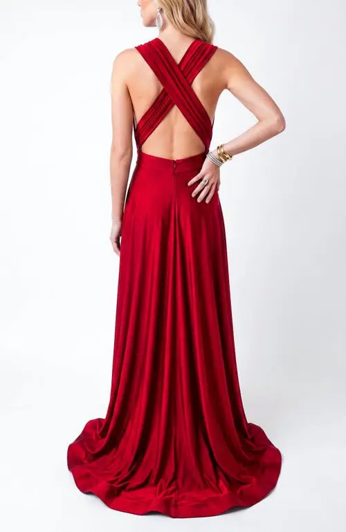 JESSICA ANGEL Infinite Convertible Halter Neck A-line Evening Gown - Red