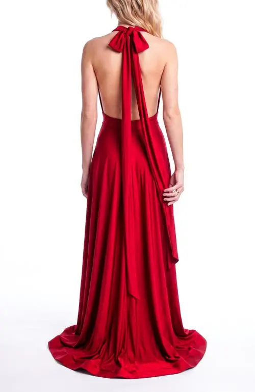 JESSICA ANGEL Infinite Convertible Halter Neck A-line Evening Gown - Red