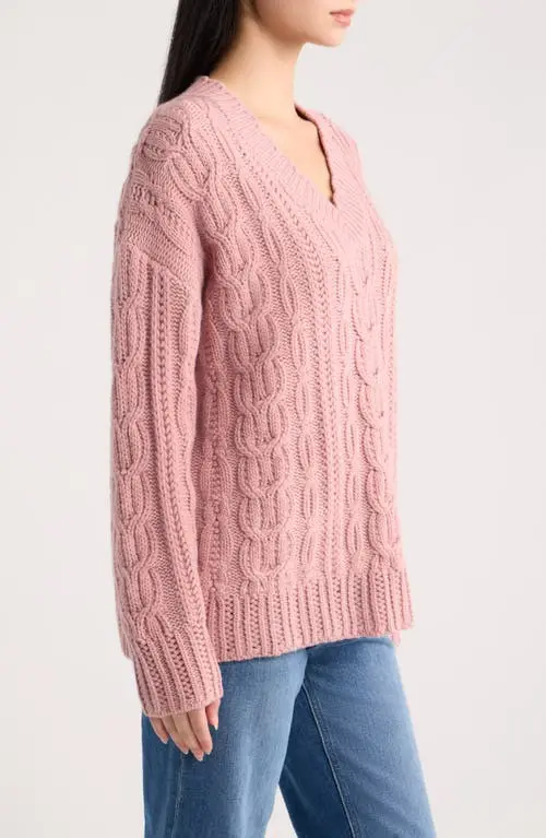 LoveShackFancy Croisette Cable Stitch Wool & Cashmere Sweater - Flushed Rose
