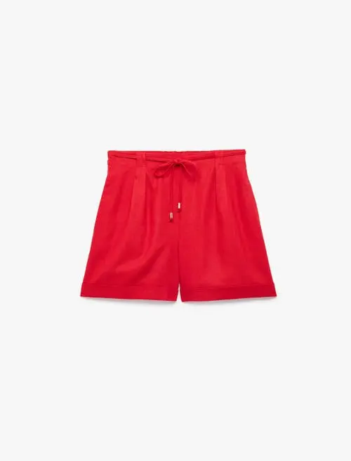 Koton Cuffed Linen Blend Pull-on Mini Shorts