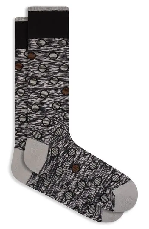 Bugatchi Space Dye Dot Cotton Blend Dress Socks - Black
