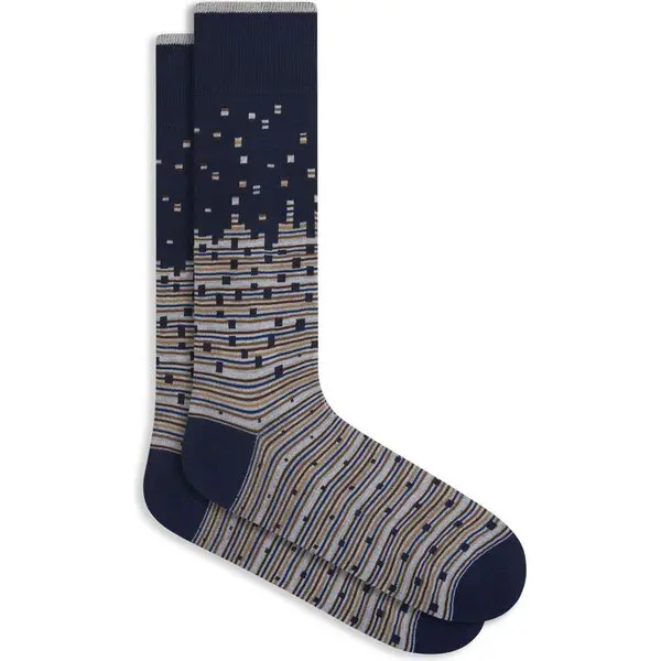 Bugatchi Stripe Square Cotton Blend Dress Socks