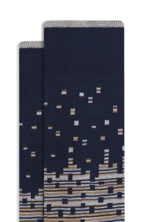 Bugatchi Stripe Square Cotton Blend Dress Socks
