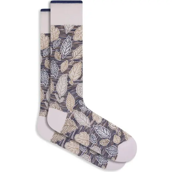 Bugatchi Leaf Pattern Cotton Blend Dress Socks
