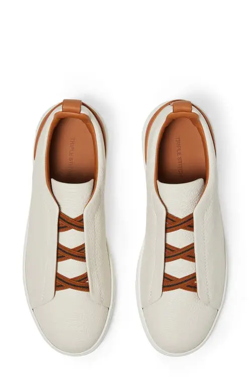 Zegna Triple Stitch™ Leather Slip-on Sneaker