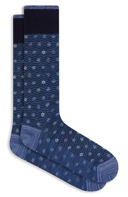 Bugatchi Space Dye Dot Cotton Blend Dress Socks