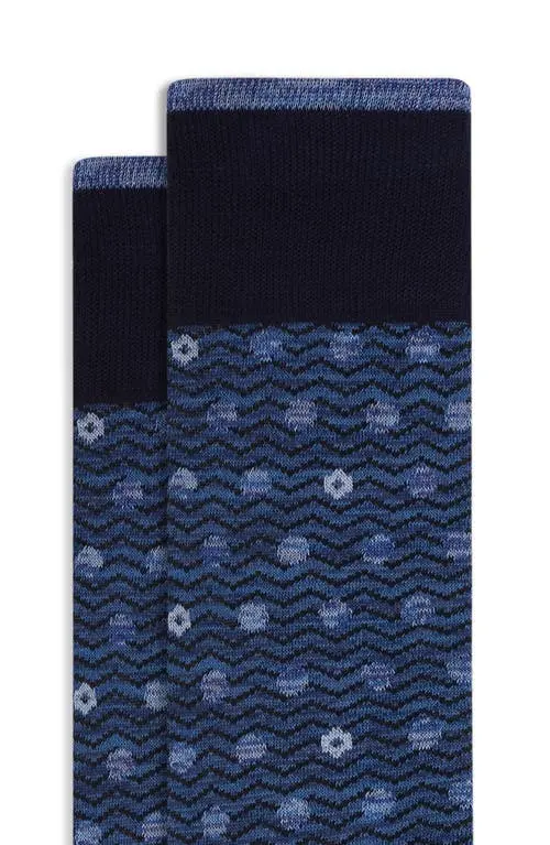 Bugatchi Space Dye Dot Cotton Blend Dress Socks